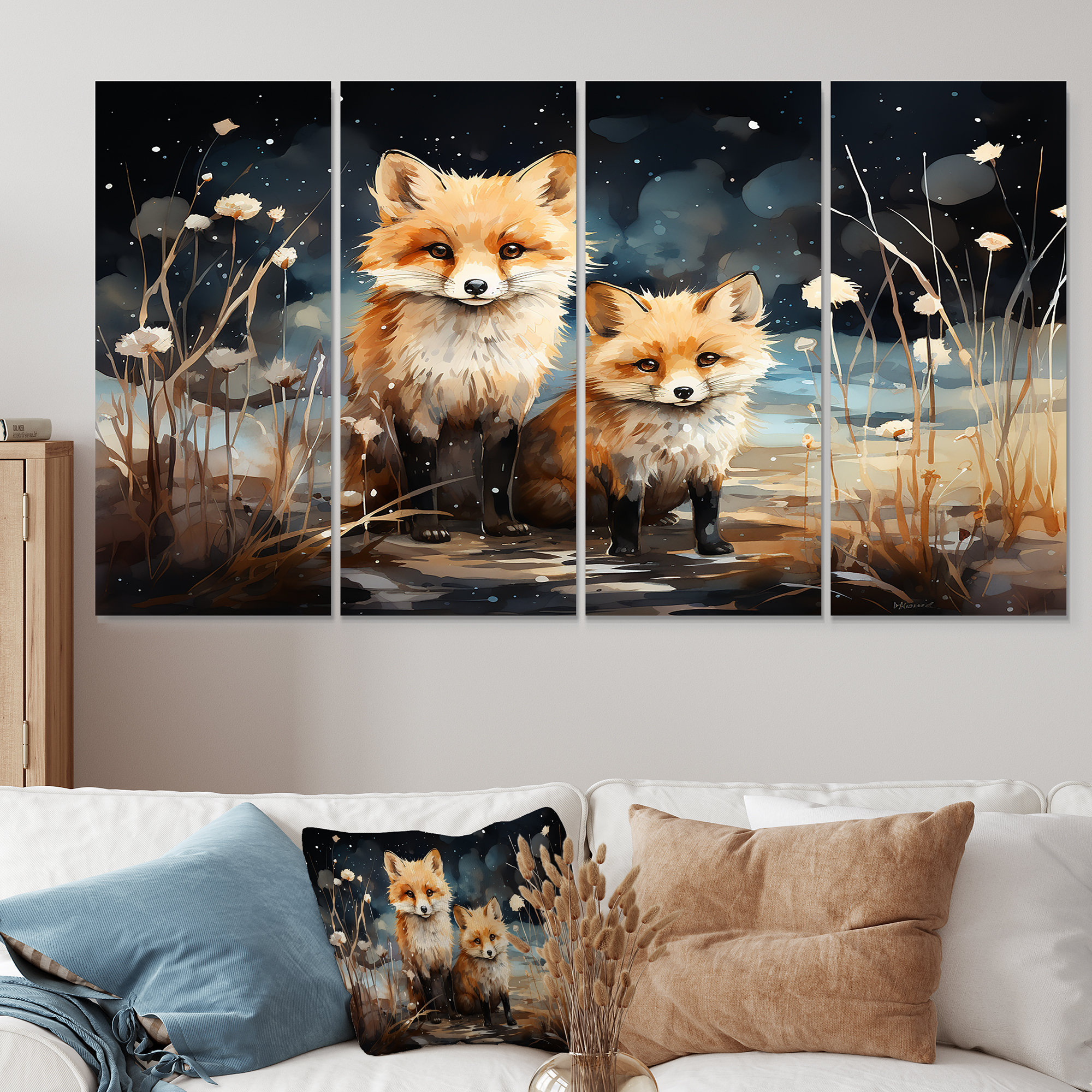 Millwood Pines Springtime Cute Fox S Gaze I - Fox 4 Piece Wall Art ...
