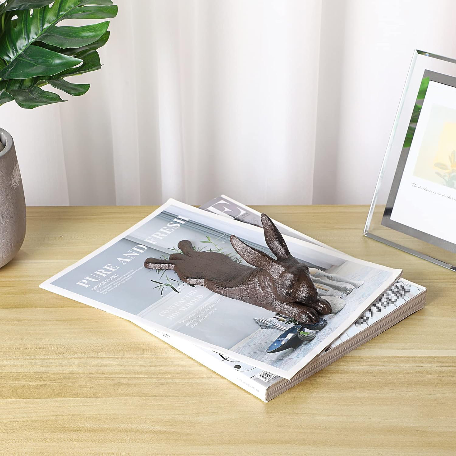 Artmeer Cast Iron Cute Rabbit Door Stop - Heavy Duty Floor Door Stopper ...