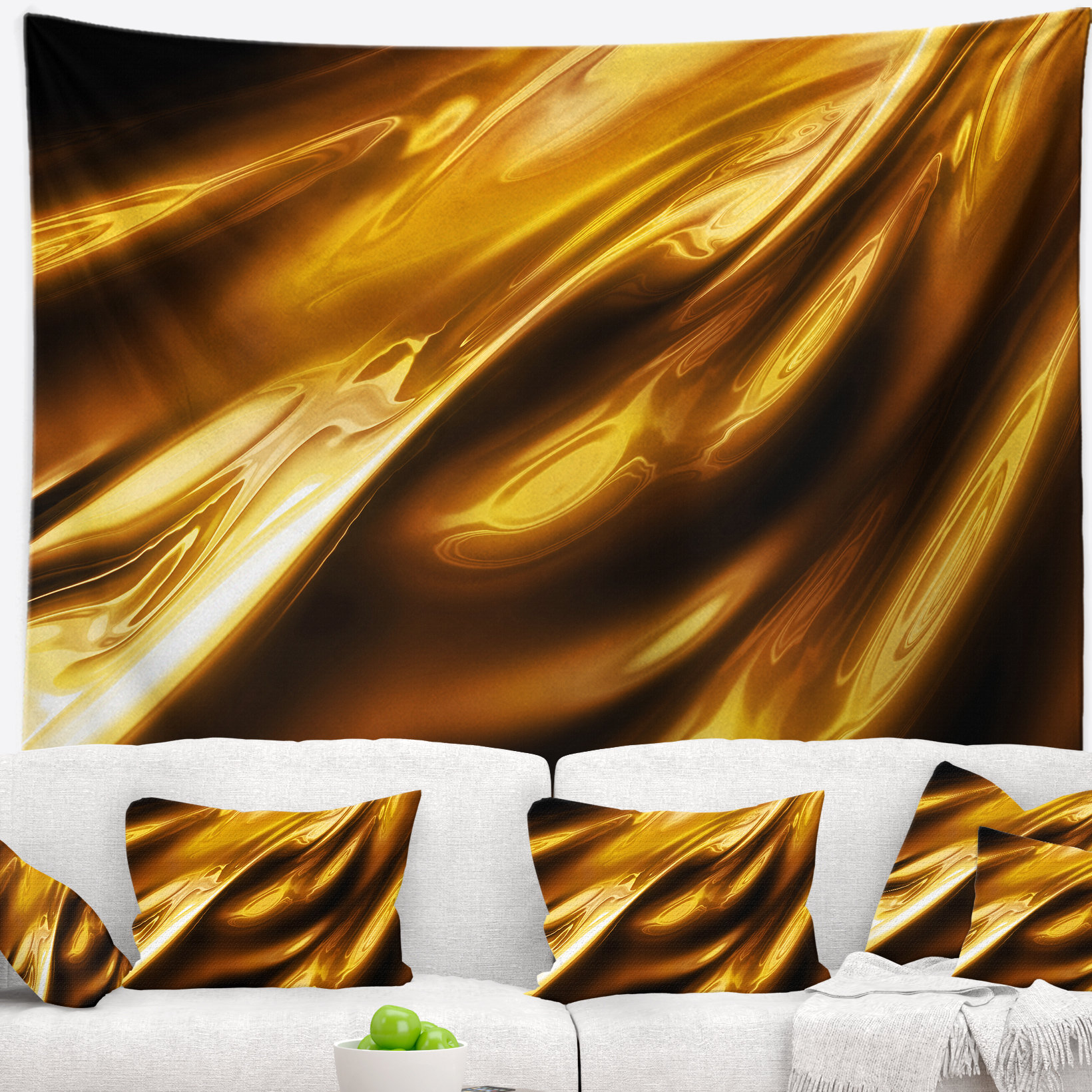 The Twillery Co.® Corwin Liquid Gold Texture Pattern Tapestry | Wayfair