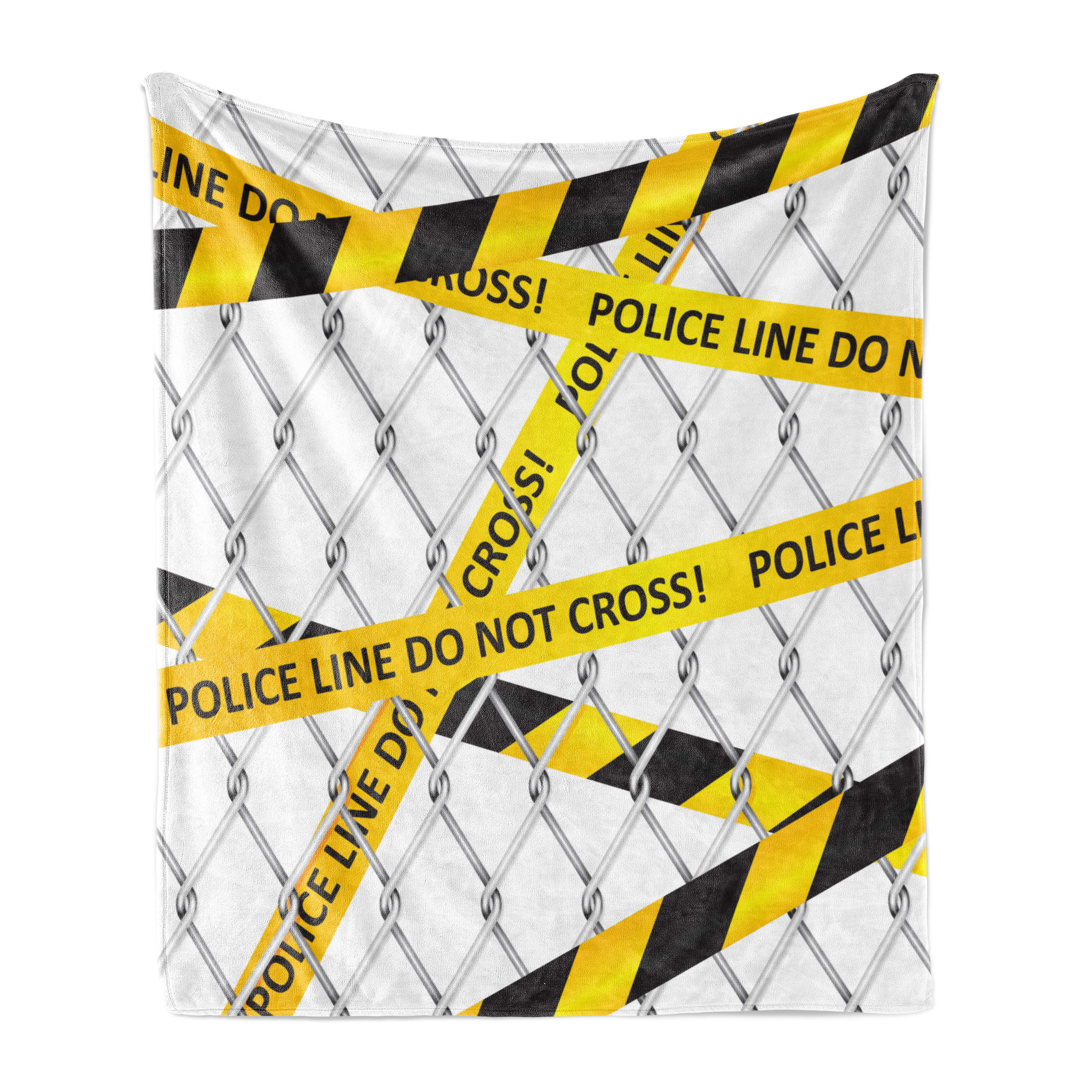 Ambesonne Police Fleece Throw Blanket Crime Scene Bands Yellow and ...