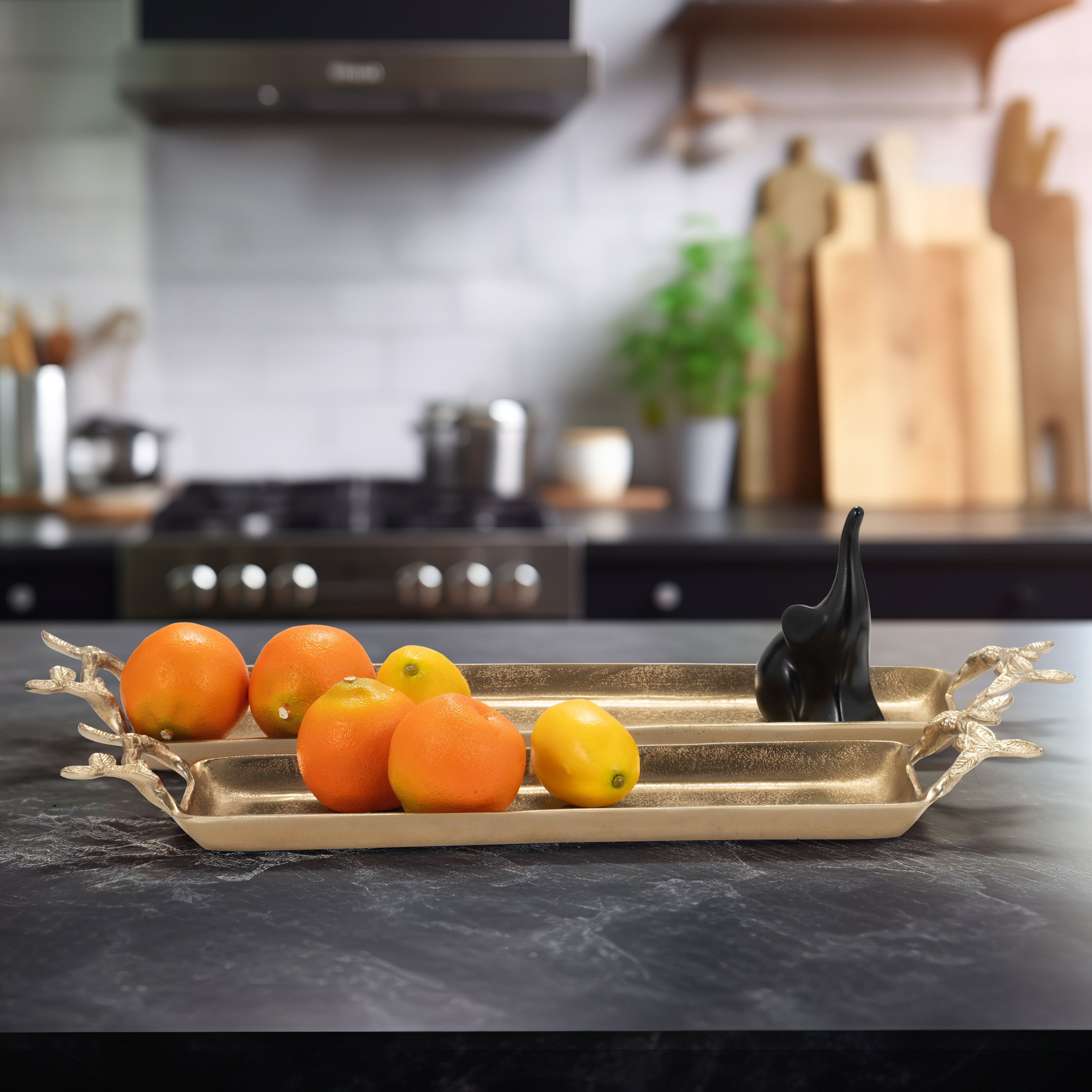 House of Hampton® 20 and 26" Visby Gold Leaf Rectangle Trays | Wayfair