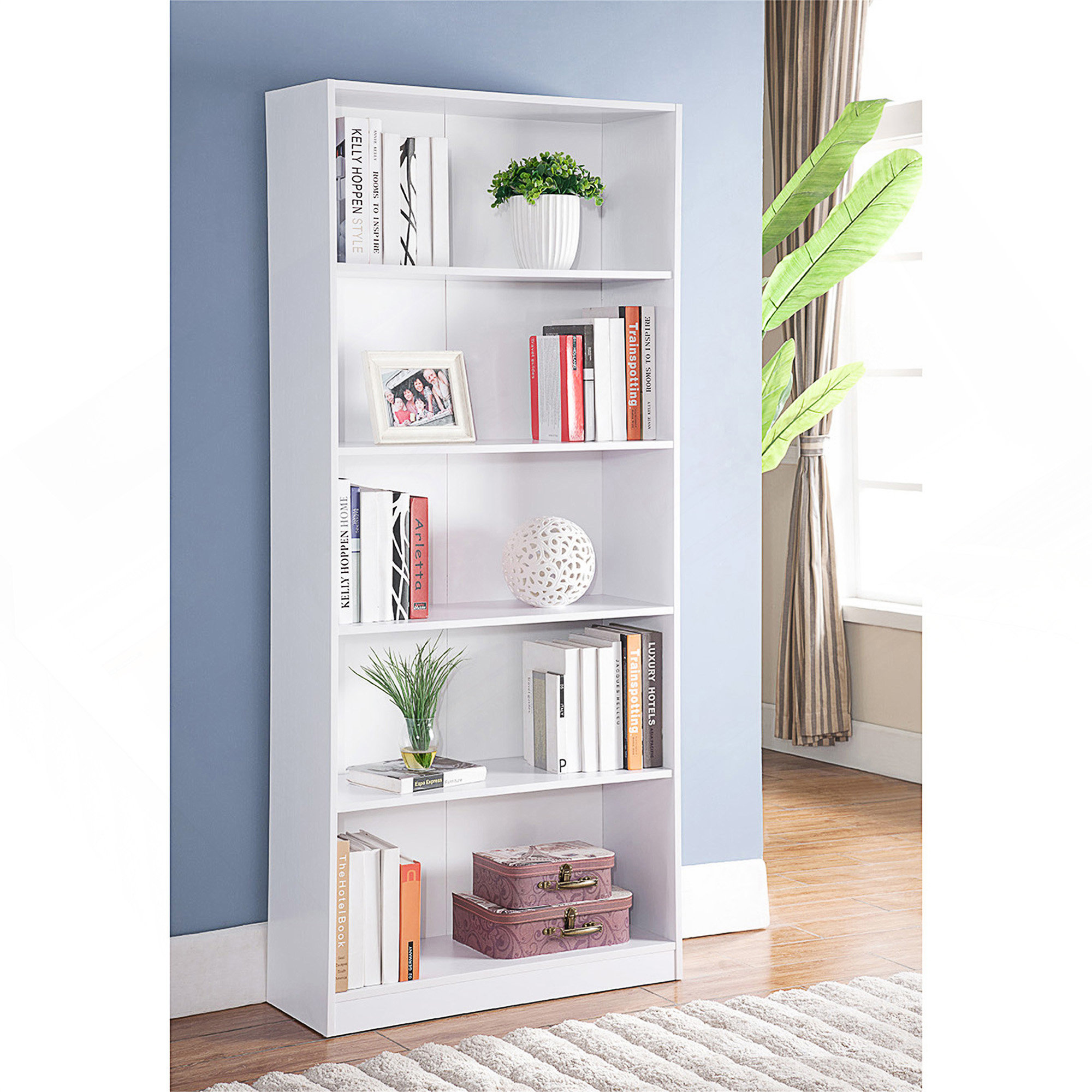 Inbox Zero Bookcase Display, Modern Bookstand With Five Shelves | Wayfair