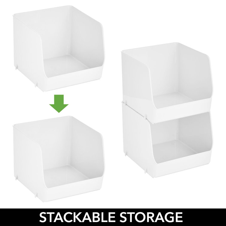mDesign Plastic Stackable XL Kitchen Food Open Front Storage Bin, 4 ...