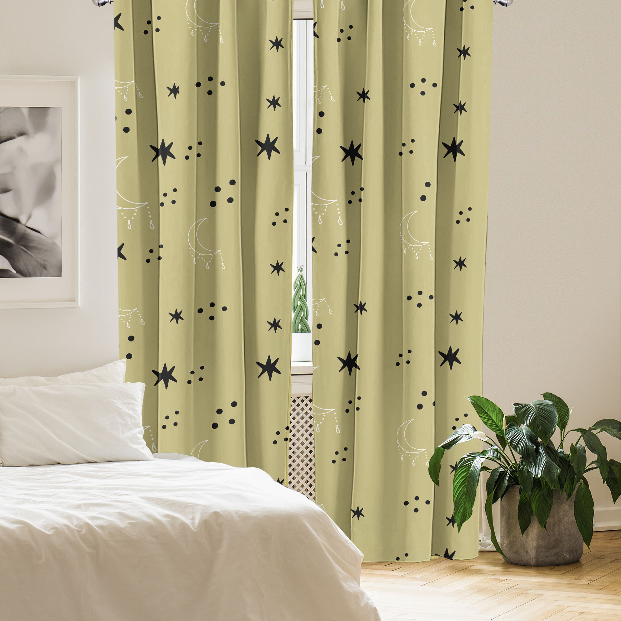East Urban Home Minimal Boho Curtains Crescent Stars Dots Pair 427653 ...