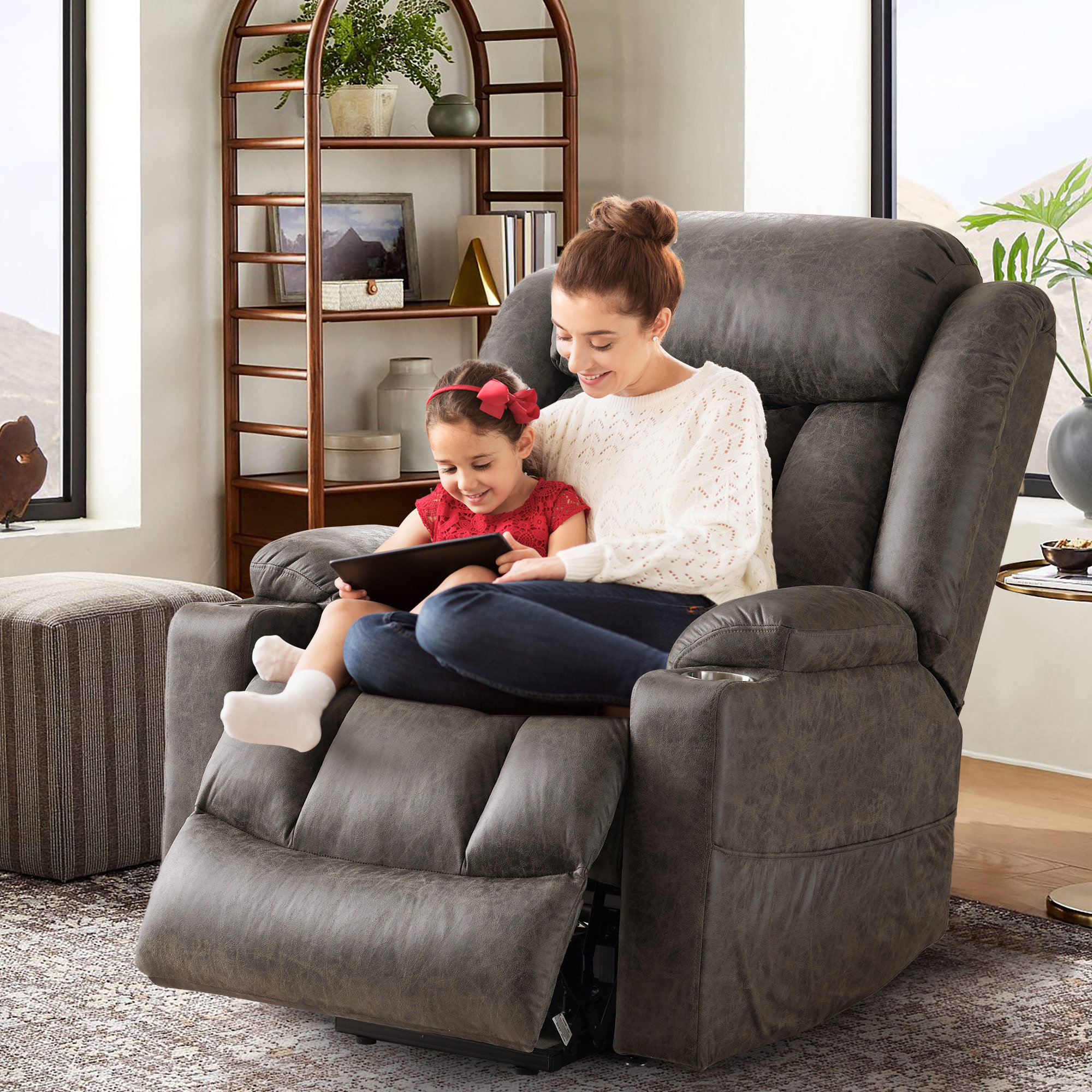 Latitude Run® Zisel Large Power Lift Recliner Chair with Massage and ...