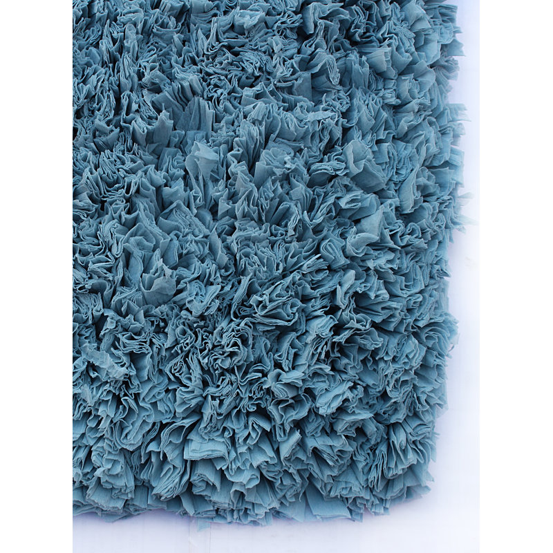 Latitude Run® Handmade Shag Cotton Dark Blue Indoor/Outdoor Use Rug ...