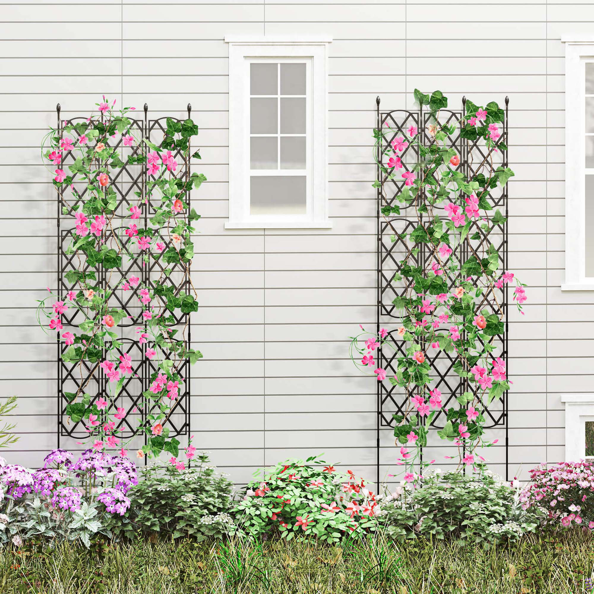 Winston Porter 2 Pcs Garden Trellis For Climbing Plants Rustproof Metal ...