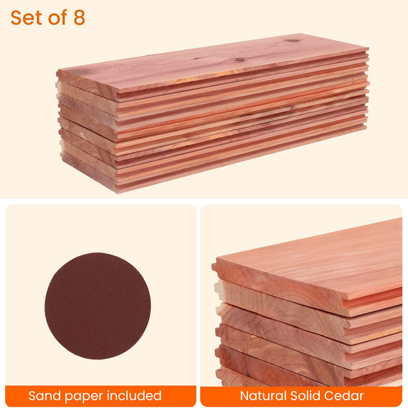 Symple Stuff 8-Piece Cedar Drawer Liners Set, Scented Cedar Planks ...