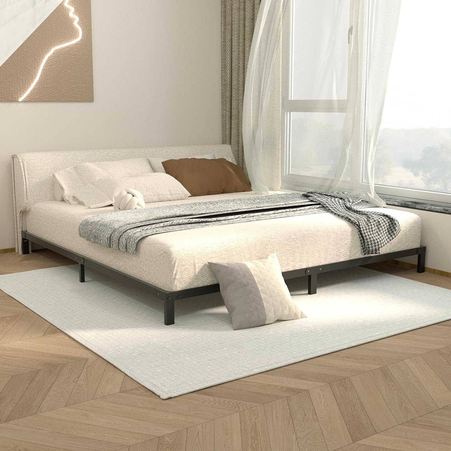 Rephen Heavy Duty Low Bed Frame, 7-Inch Metal King Size Bed Frame, No ...