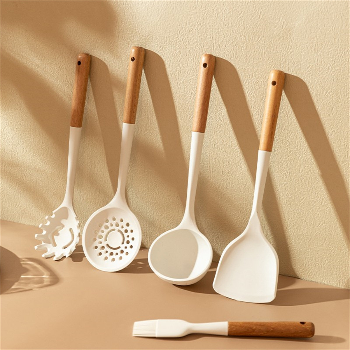 WKING 5PCS Silicone Utensil Set - Non-Stick Spatula, Soup Ladle, And ...