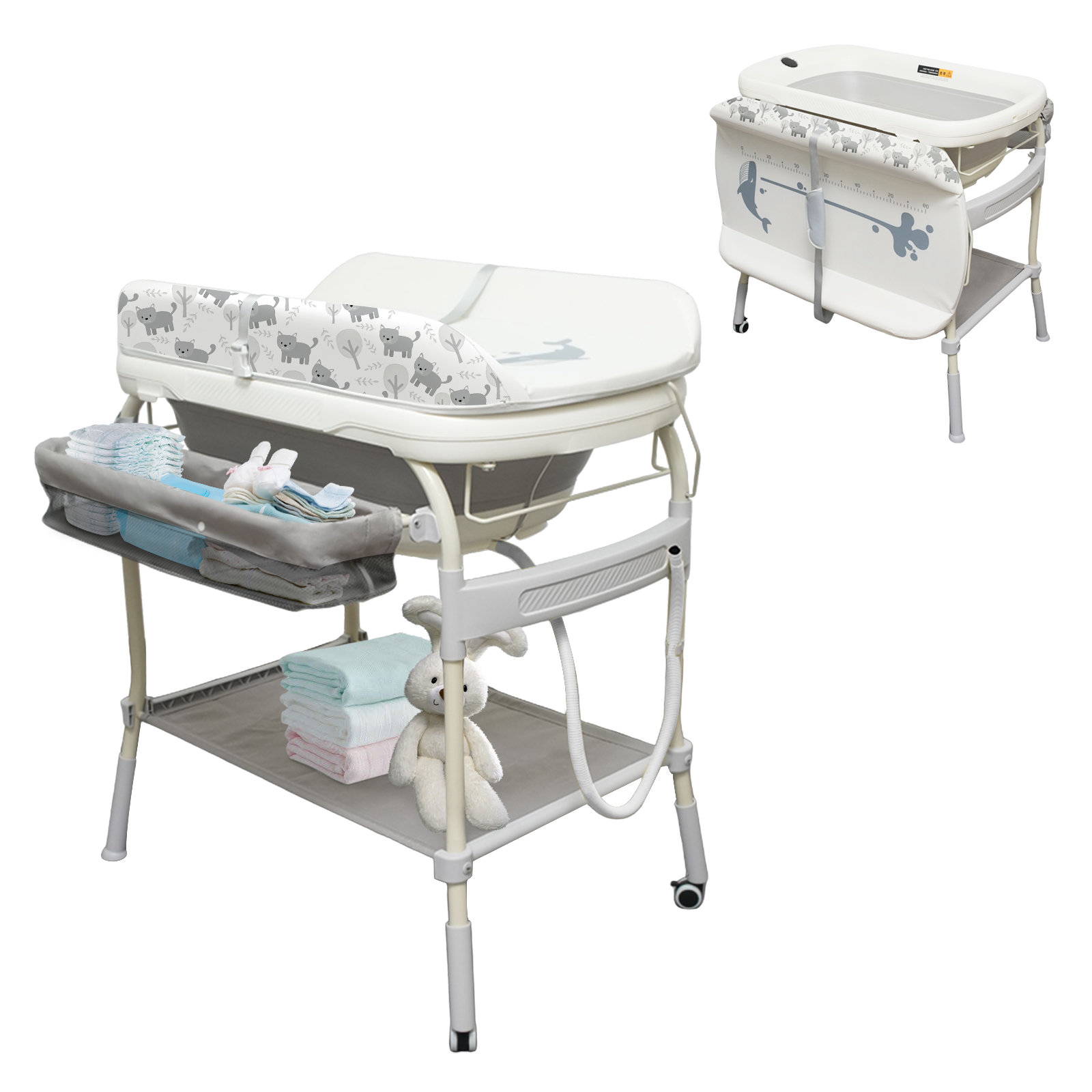 Zoomie Kids 2 In 1 Baby Bathtub With Changing Table, Waterproof And ...