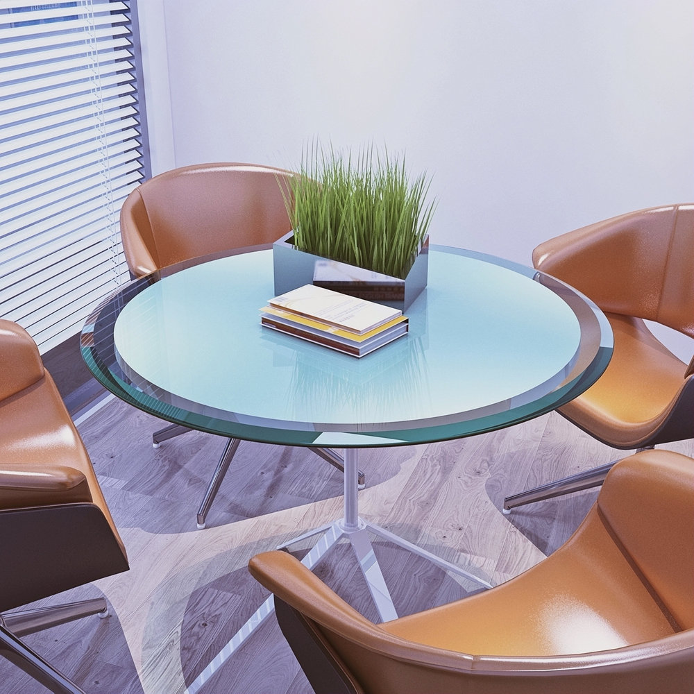 Wrought Studio™ 28" Inch Round Tempered Glass Table Top Clear Glass 1/2 ...