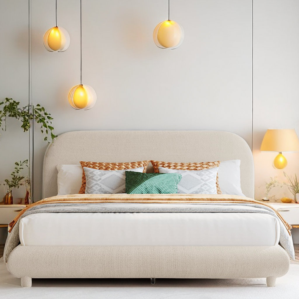 Ivy Bronx Joute Upholstered Platform Bed with Thick Fabric and Curve ...