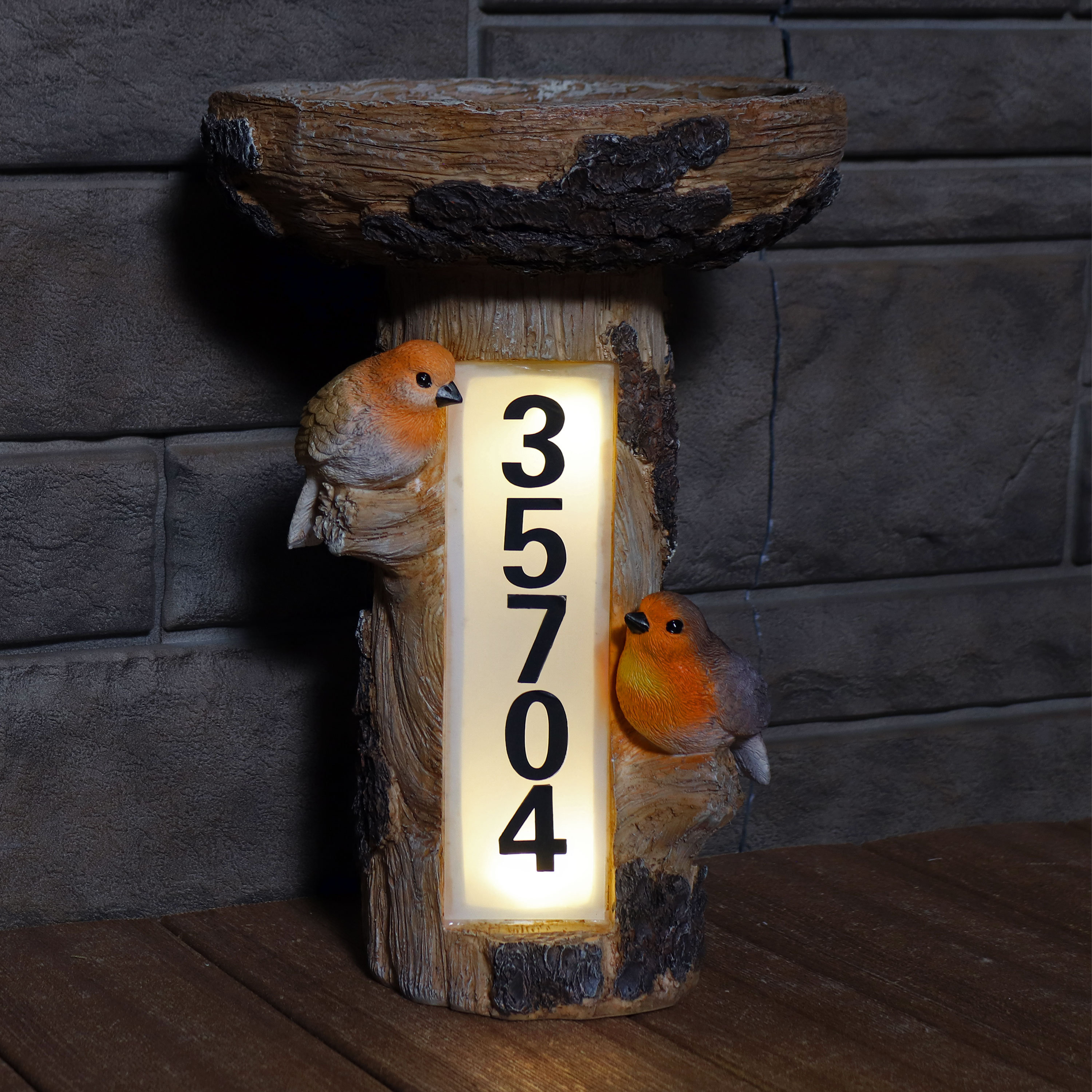 Millwood Pines Christene Tree Stump Staked Polyresin Outdoor Bird Bath ...