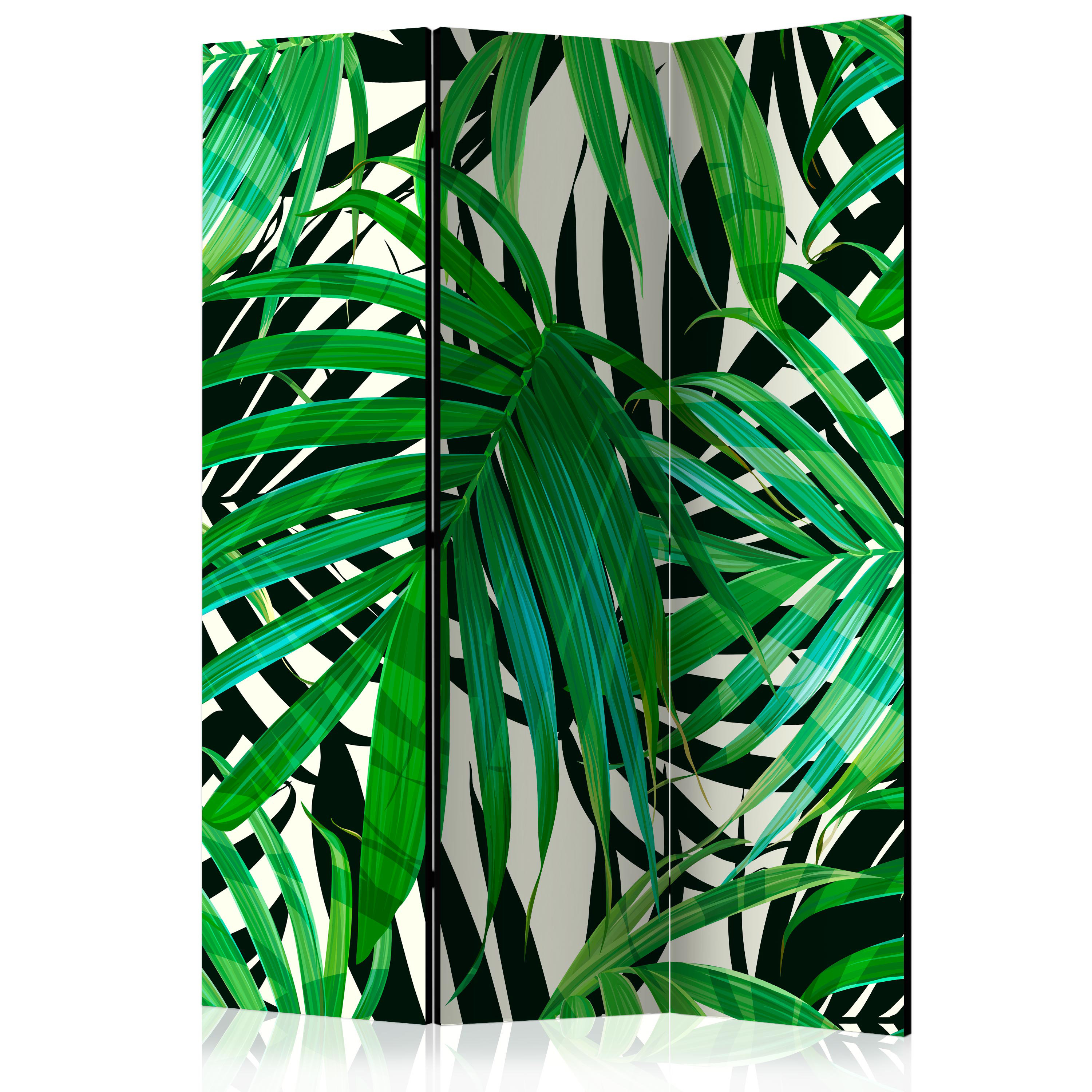 East Urban Home Tropical Leaves 53'' W x 68'' H 3 - Panel Solid Wood ...