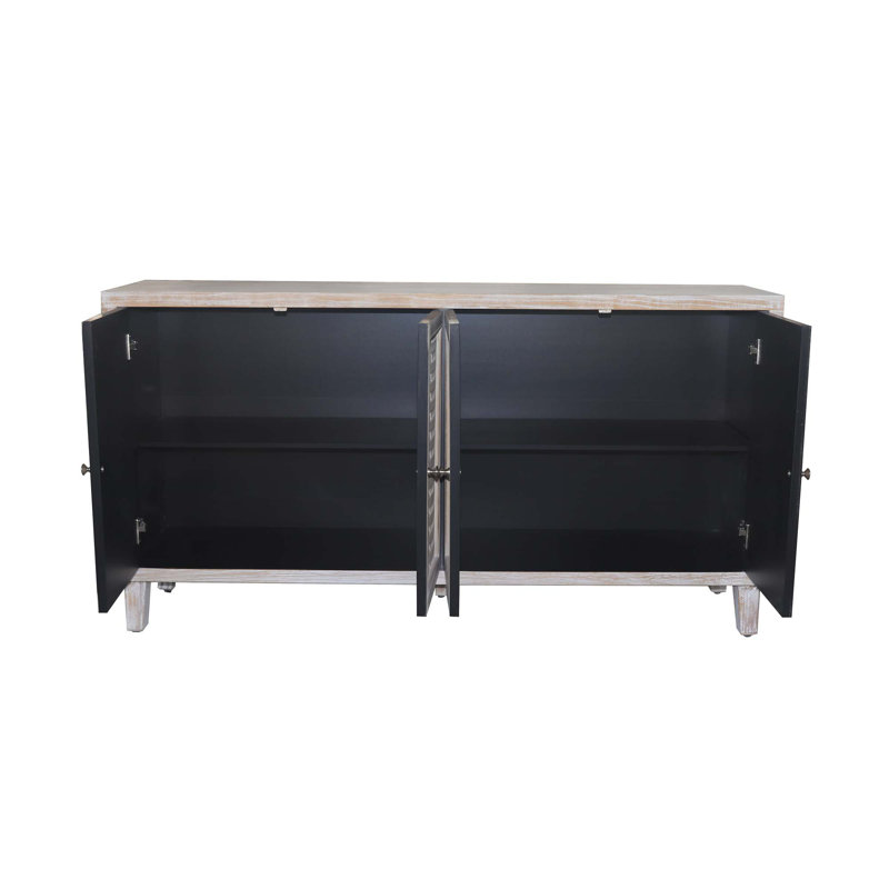 Gracie Oaks Accent Cabinet 4 Shutter Door Wooden Cabinet | Wayfair