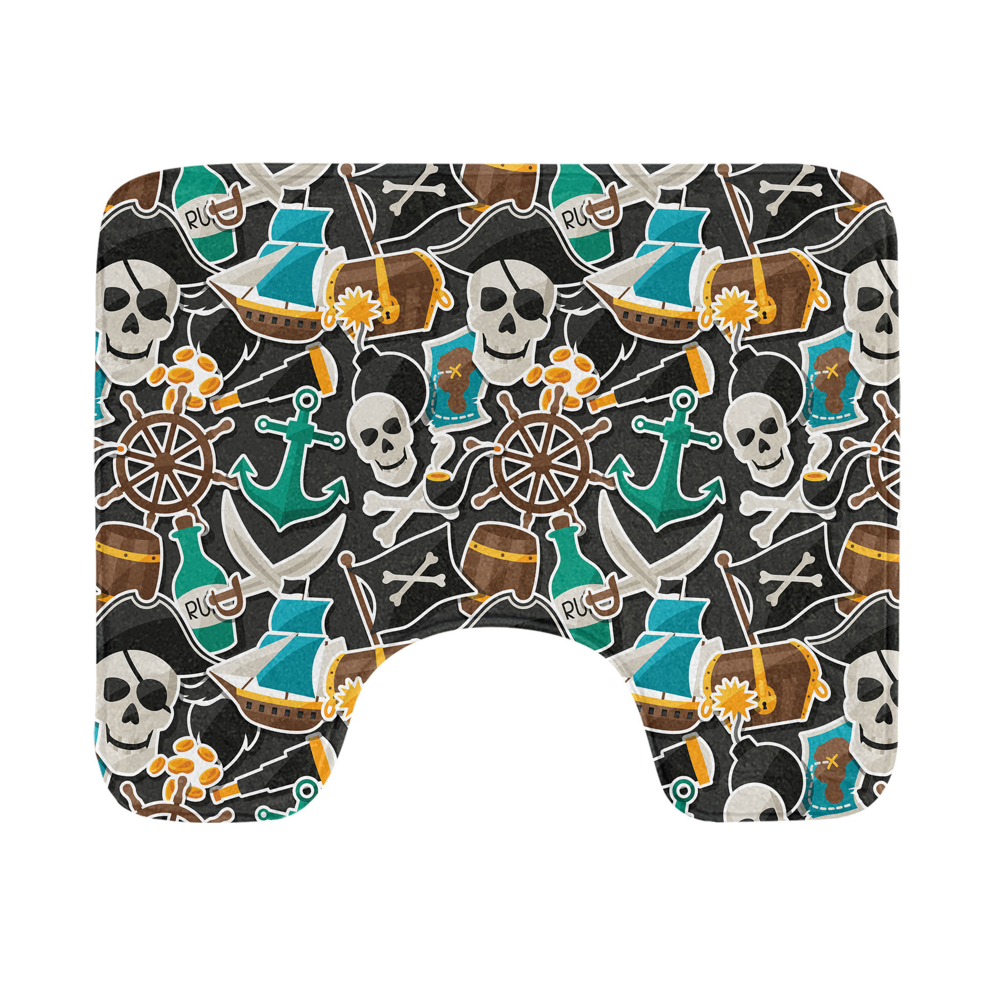East Urban Home Pirates Toilet Mat U-Shape Bathroom Rug 20" Multicolor ...