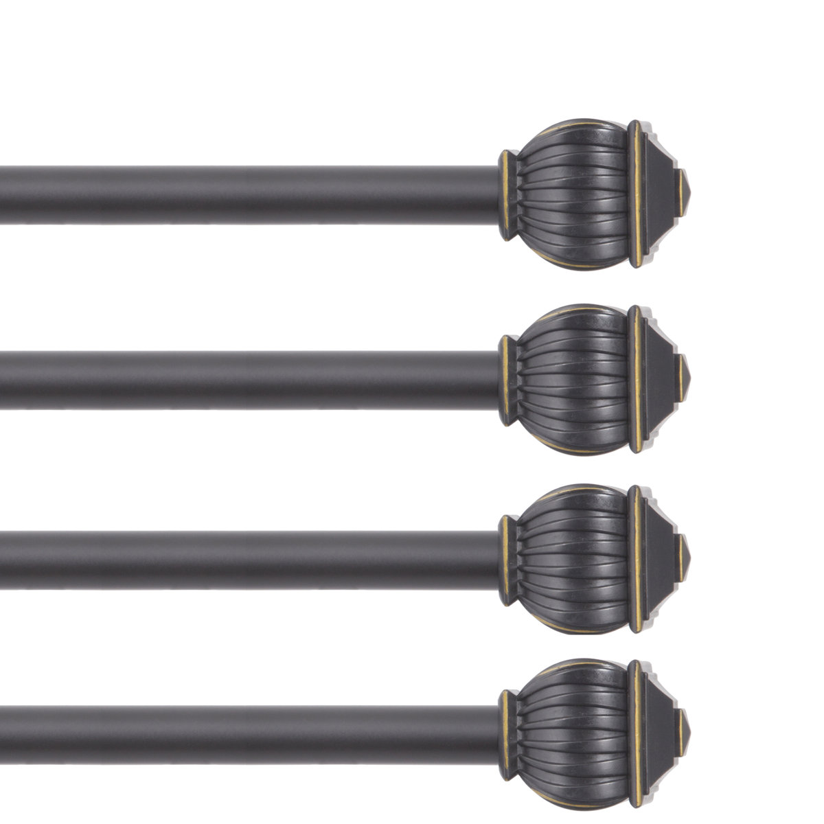Kenney Beckett 5/8" Standard Decorative Window Curtain Rod, 4-Pack, 28 ...