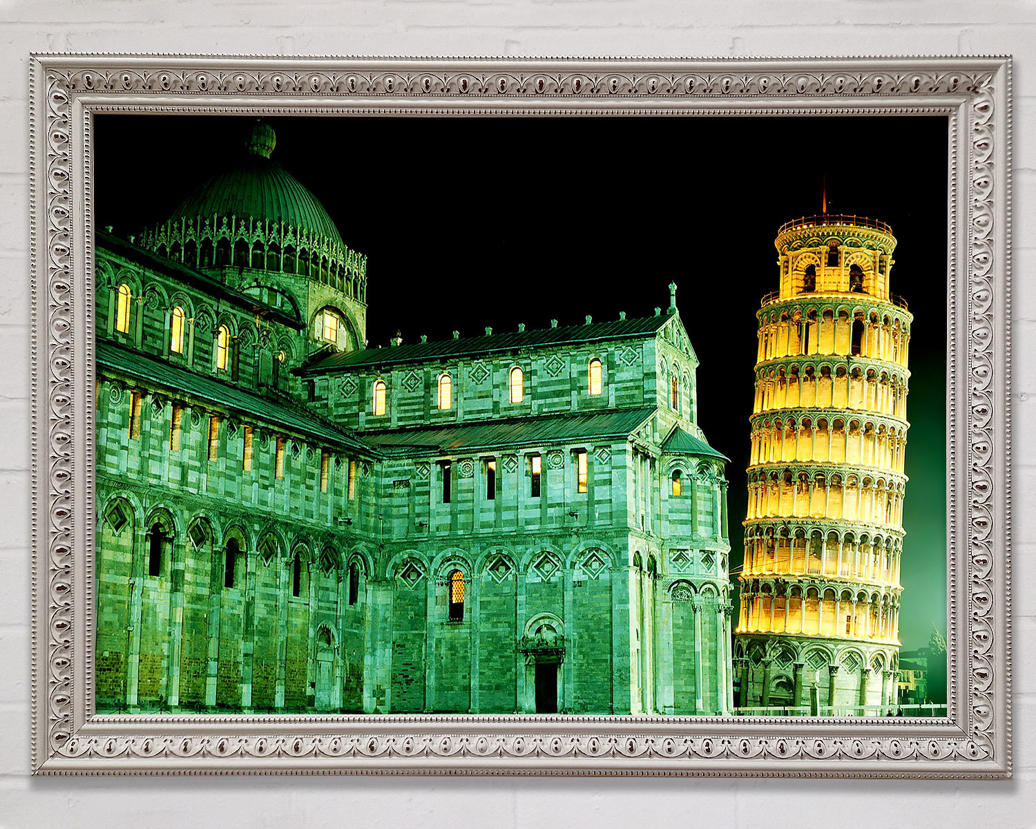 Bright Star Leaning Tower Of Pisa Green Hue Framed Print | Wayfair.co.uk