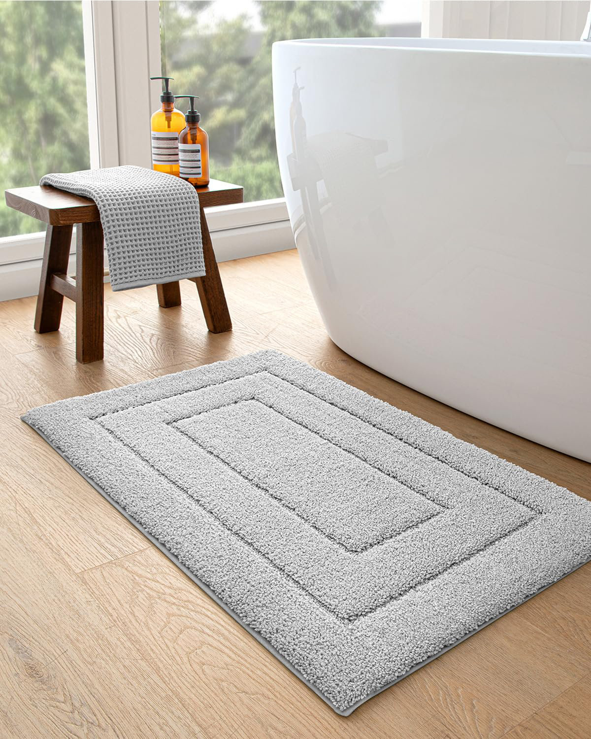 Latitude Run® 20" X 32" Light Grey Microfiber Bath Mat - Ultra Plush ...