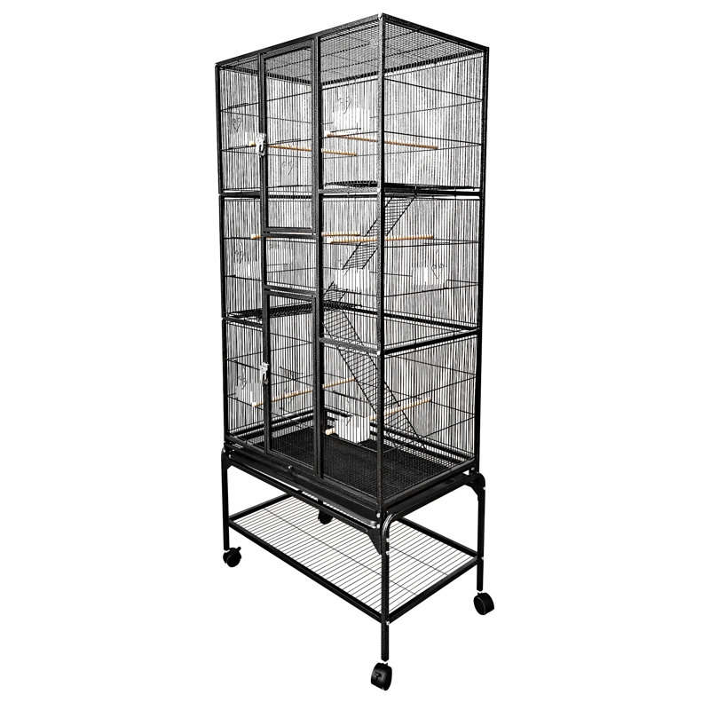 Tucker Murphy Pet™ Multi-Level Iron Flat Flight Cage with Wheels | Wayfair