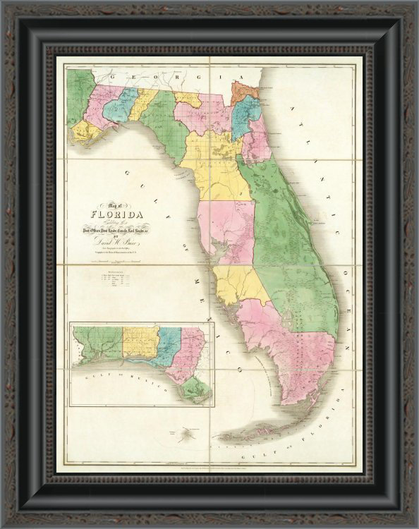 East Urban Home 'Map of Florida; 1839' Framed Print | Wayfair
