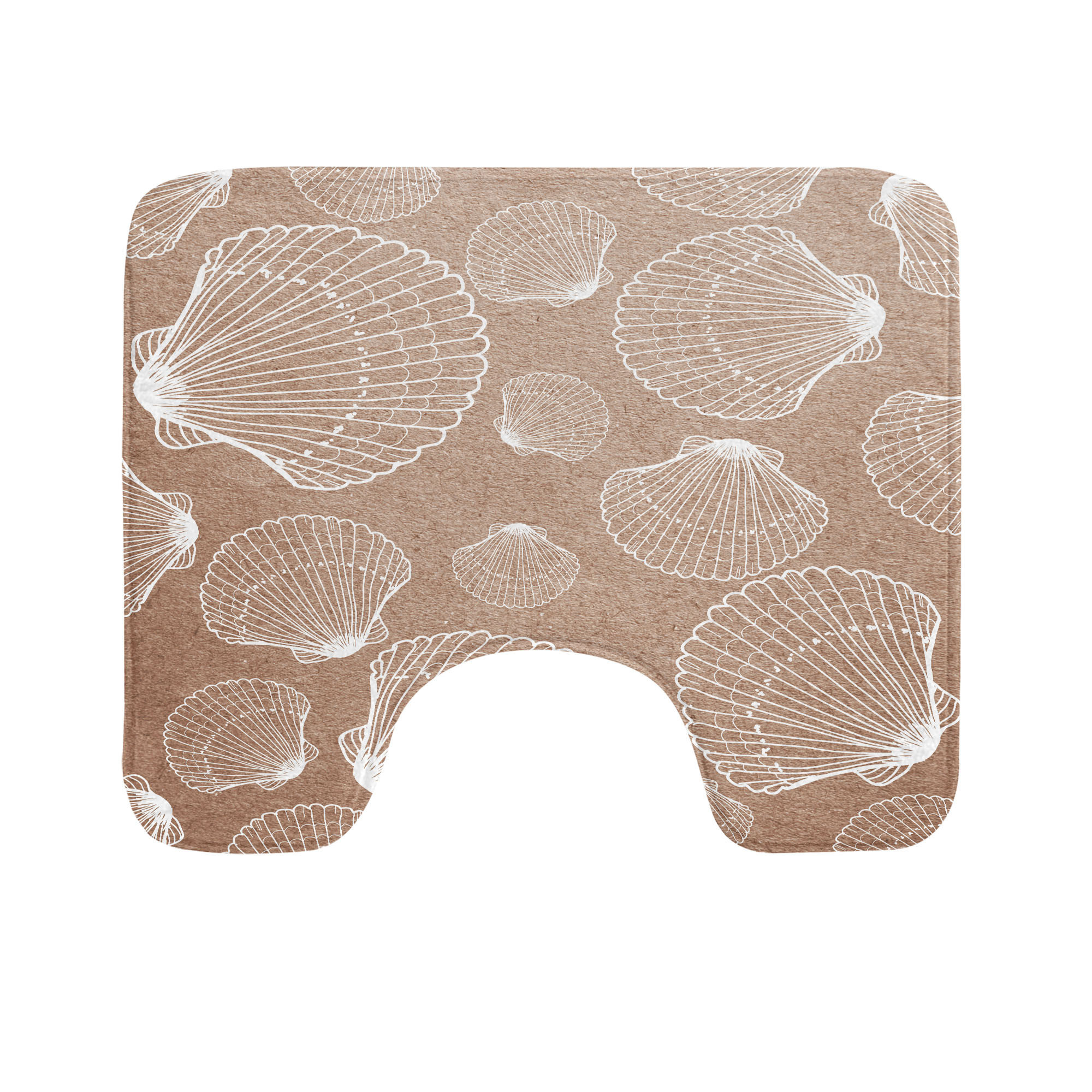Highland Dunes Seashell Toilet Mat U-Shape Bathroom Rug 20" Pale Brown ...
