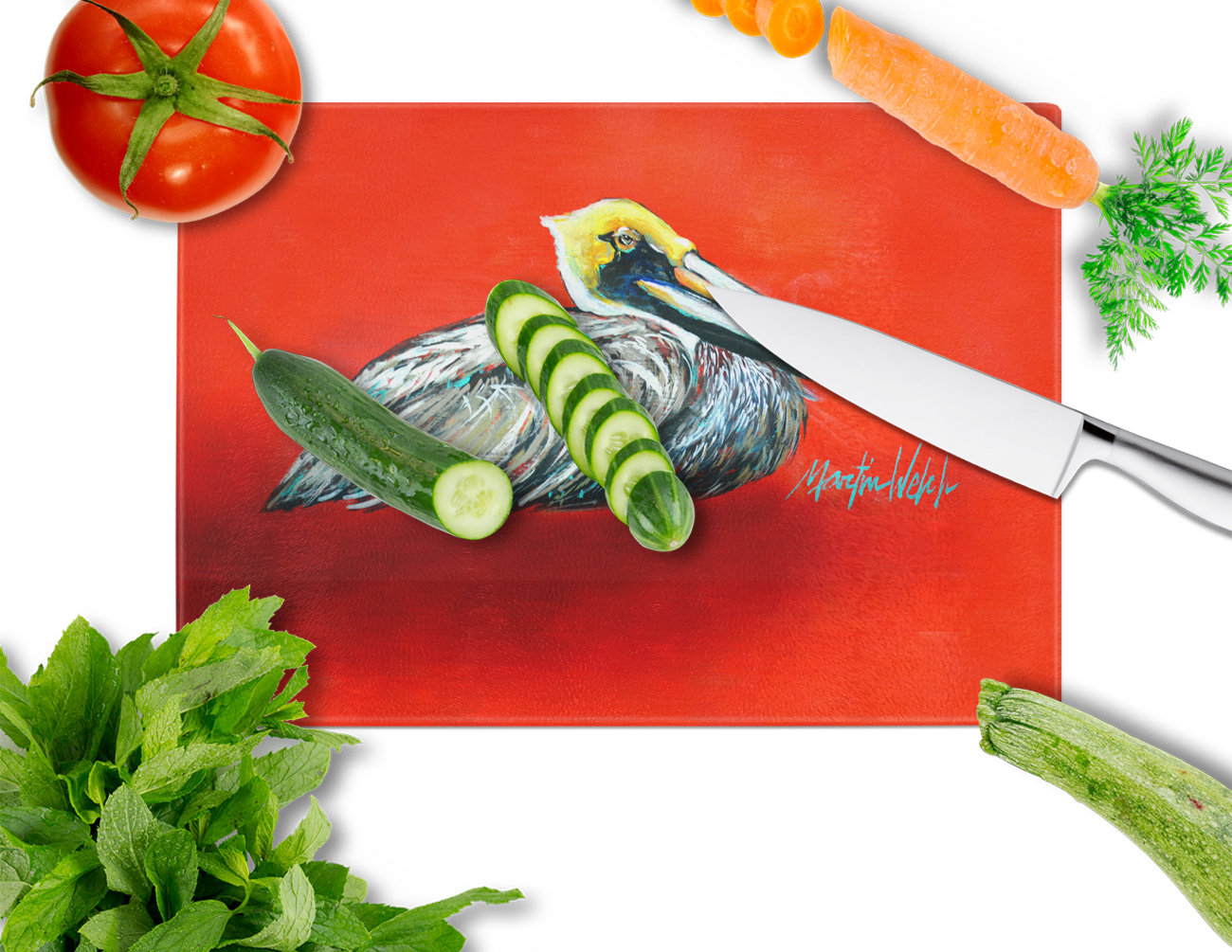 Caroline's Treasures Tempered Glass Sitting Pelican Cutting Board | Wayfair