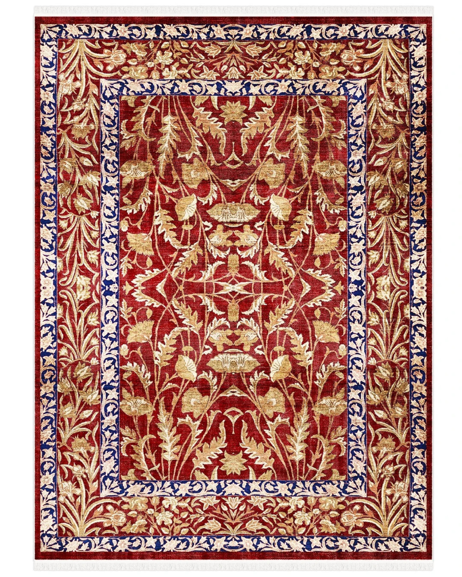 Bungalow Rose Wade Oriental Design Red Carpet Machine Made Cotton ...