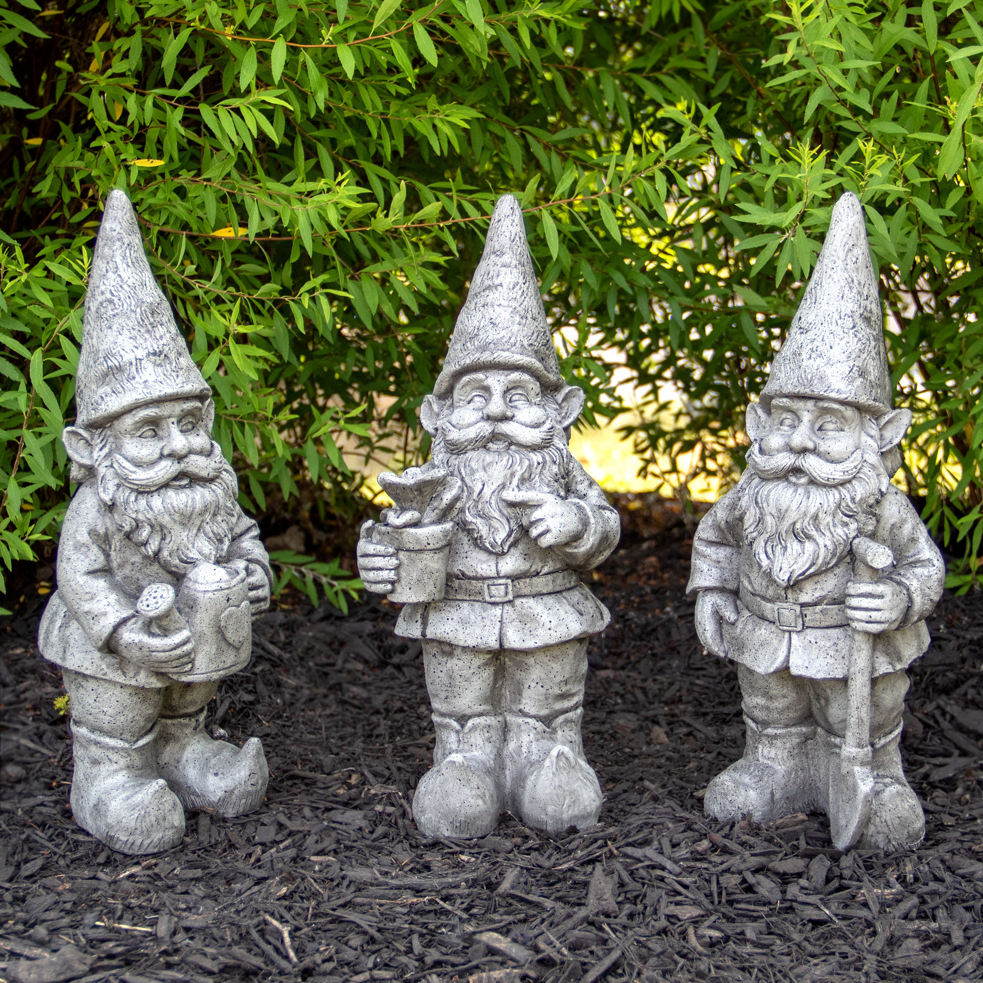Northlight Gray Gardening Garden Gnomes Outdoor Statues | Wayfair