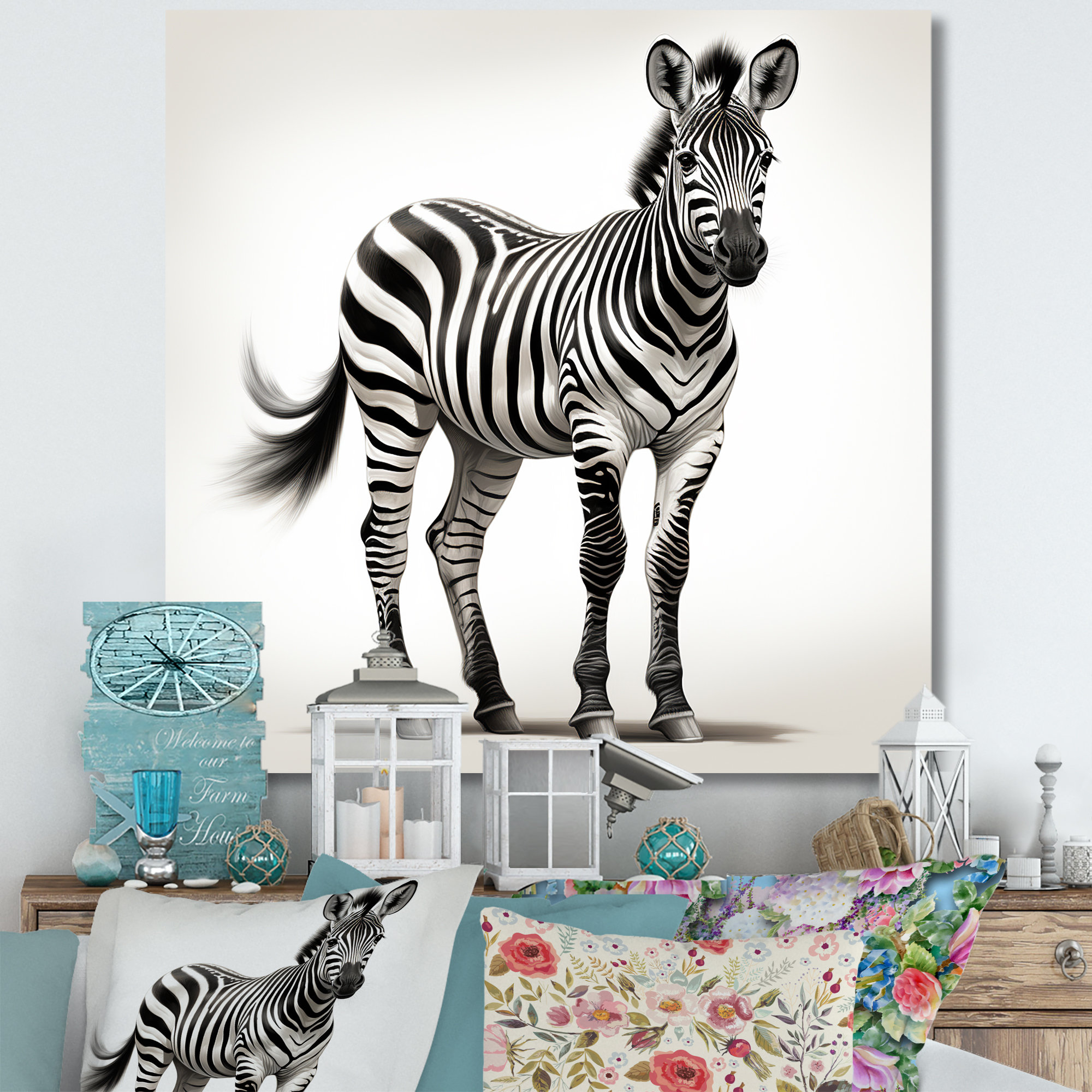 Dakota Fields Minimalism Zebra Elegance - Zebra Animal Wall Art | Wayfair