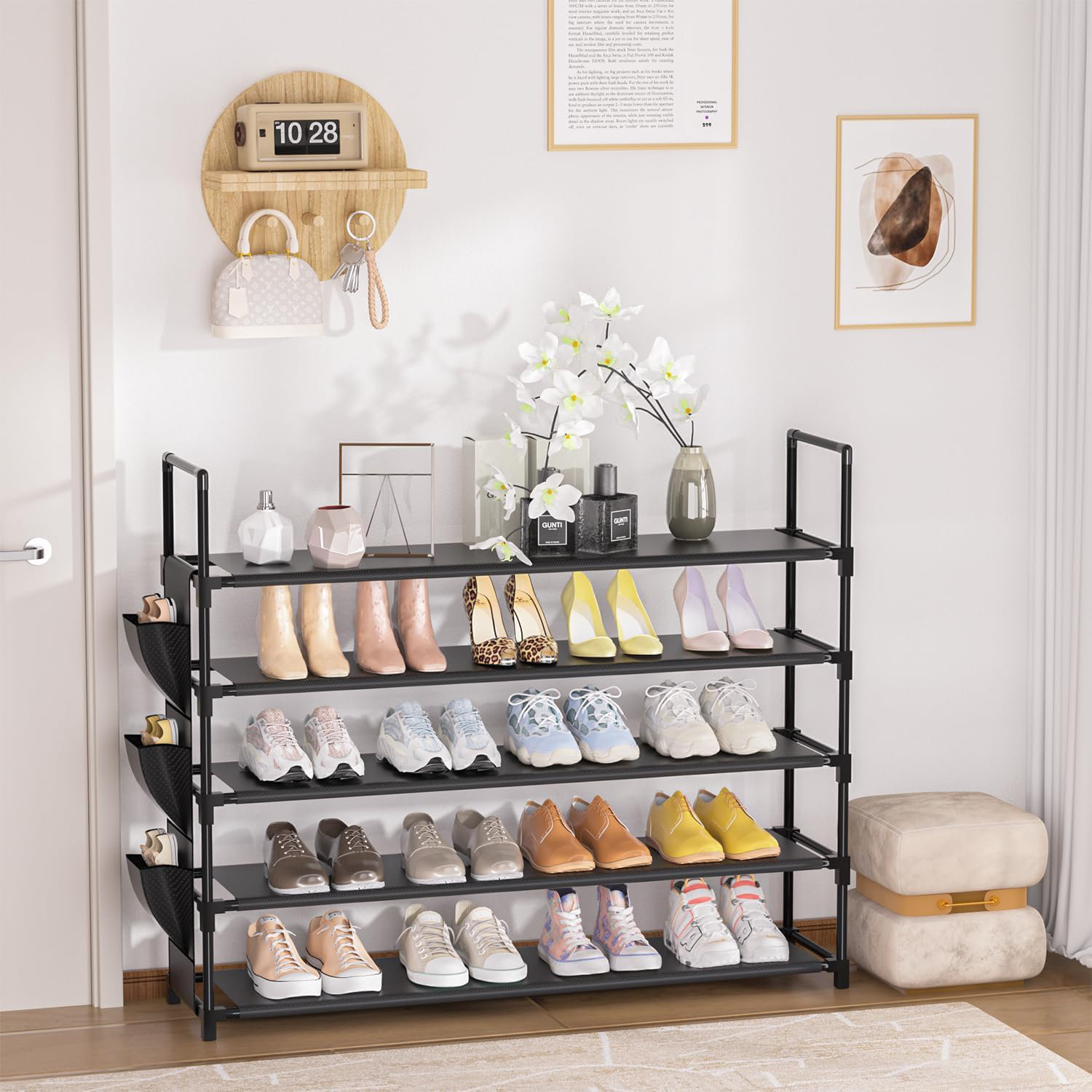 Rebrilliant Shoe Rack 5 Tier Shoe Organizer Shoe Storage 20-25 Pairs ...