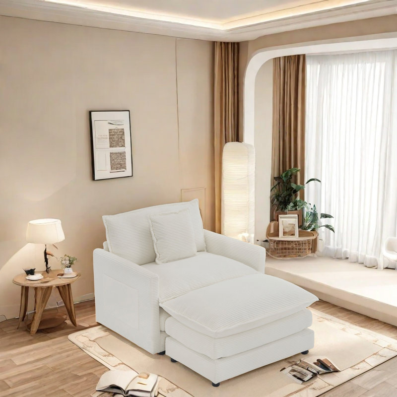 Mercer41 Modular Sofa Couch With Movable Ottoman, Two-Layer Seat ...