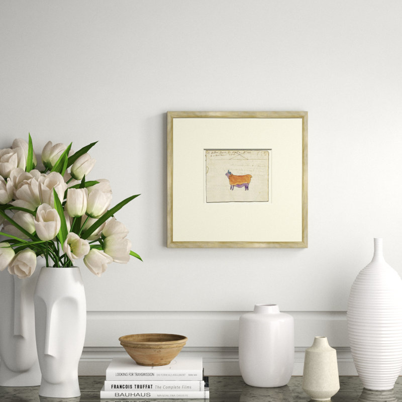 Soicher Marin Cow- Sm. Mennonite Ledger Drawing' Framed Painting | Perigold