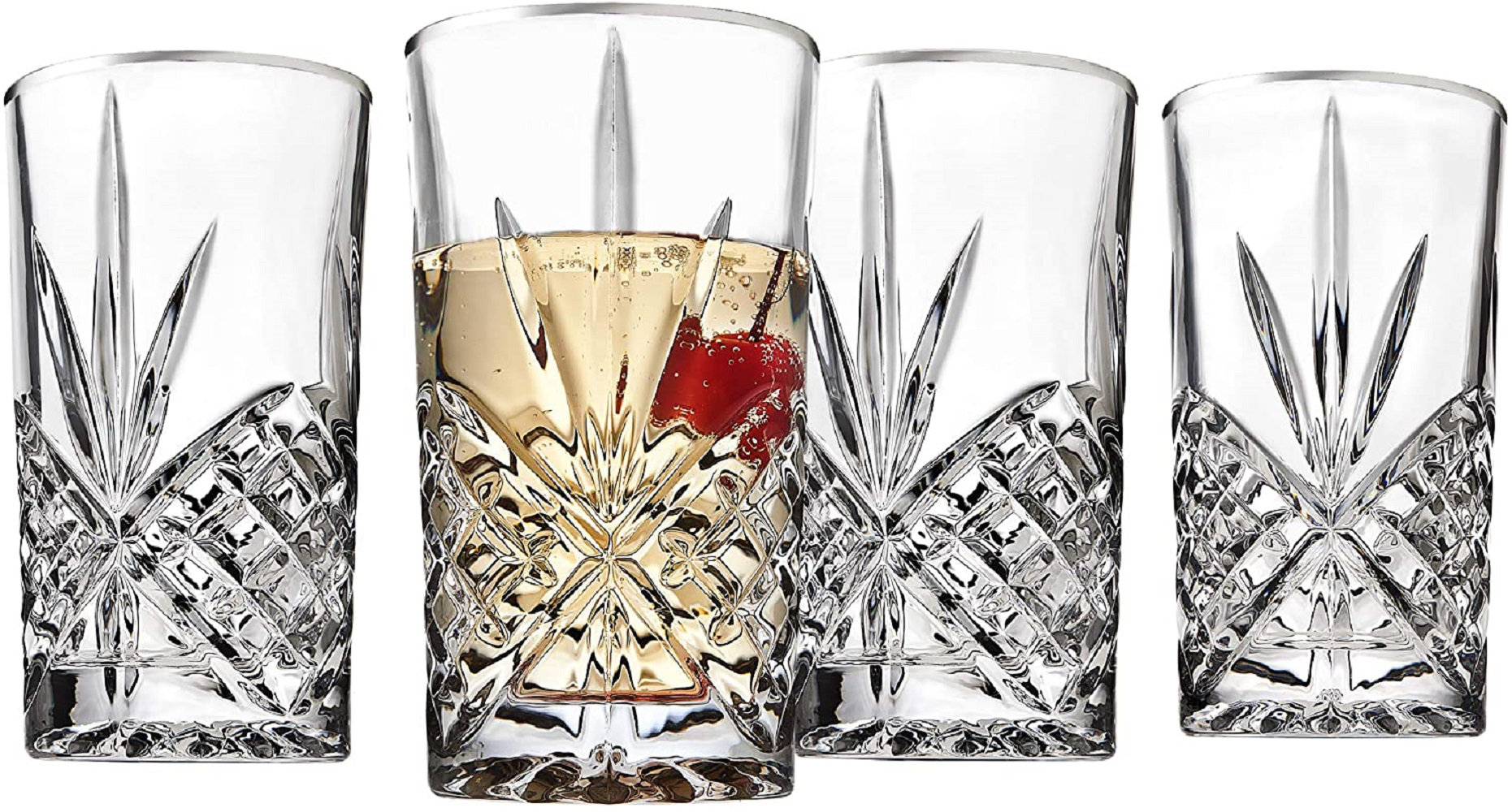 Godinger Silver Art Co Dublin Crystal Gold Rim Highball Glass 12oz ...