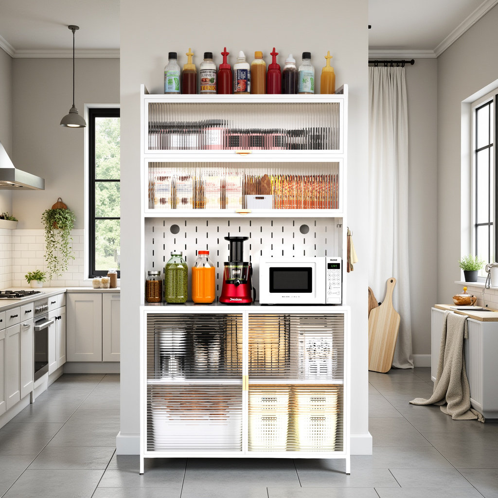 Latitude Run® 73'' Tall Kitchen Pantry Cabinet with 7 Flip Doors ...