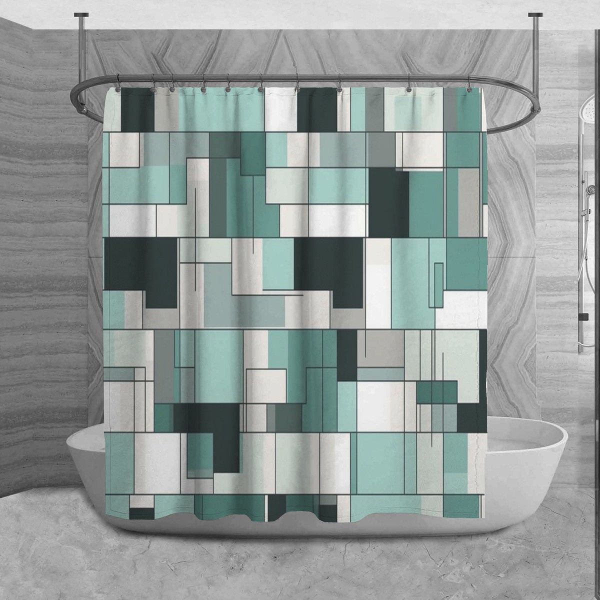 East Urban Home Kryslin Geometric Shower Curtain | Wayfair