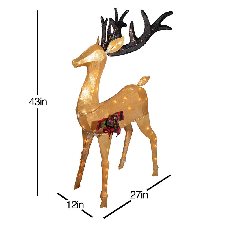The Holiday Aisle® Shiny Gold Doe Deer Christmas Decoration Figurine ...
