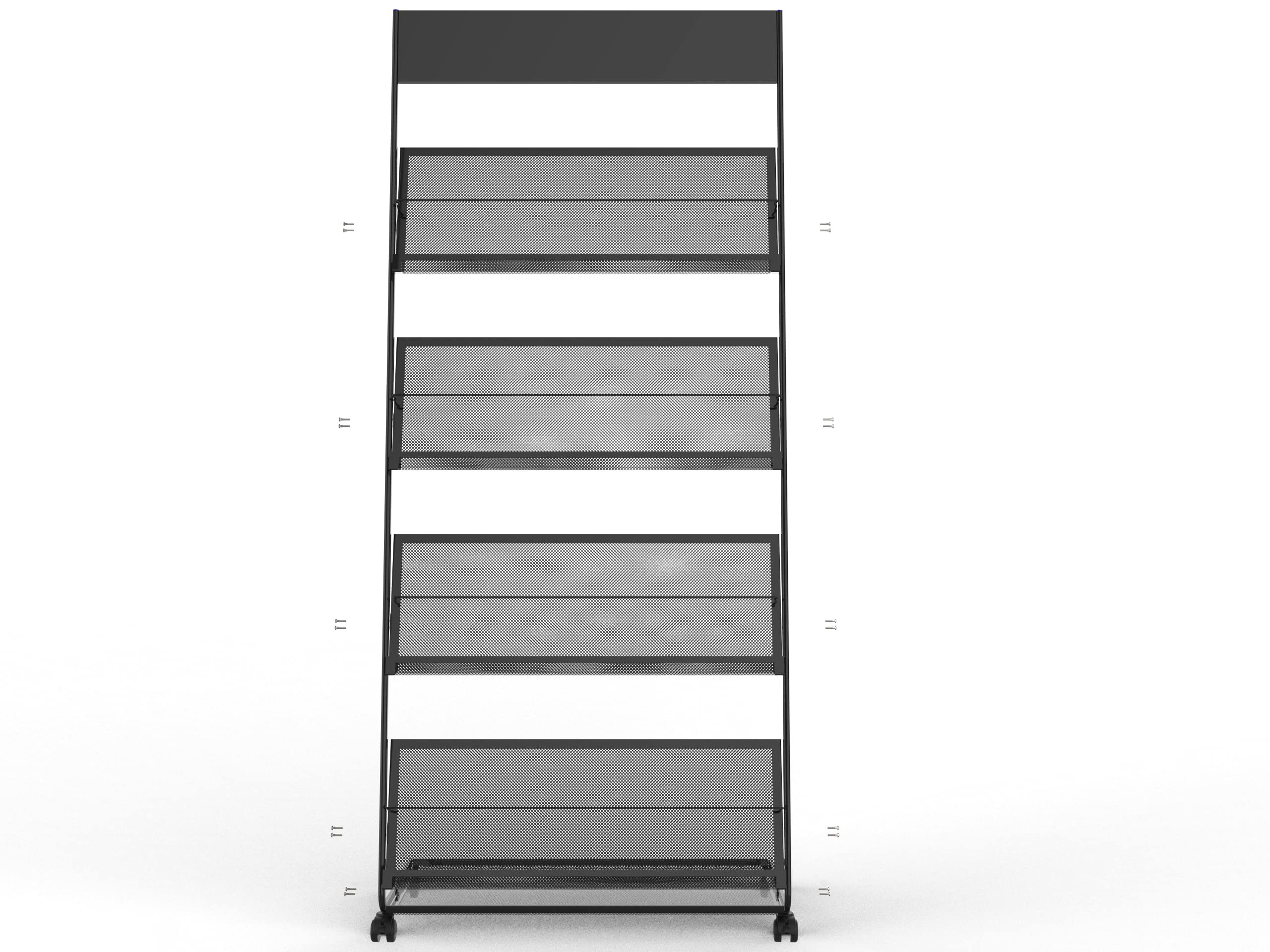 COAHAHA Mobile 4-Tier Magazine Rack With Braking Wheels, Large Capacity ...