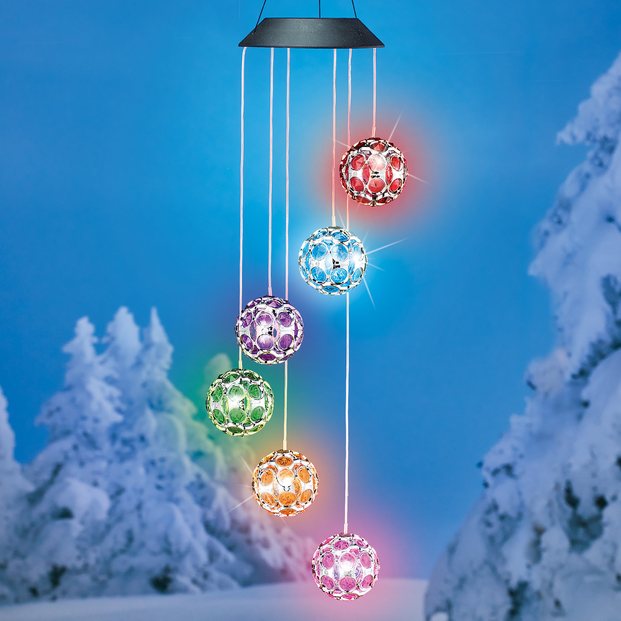 Arlmont & Co. Lutjens Solar Holiday Ball Dangler Wind Chime | Wayfair
