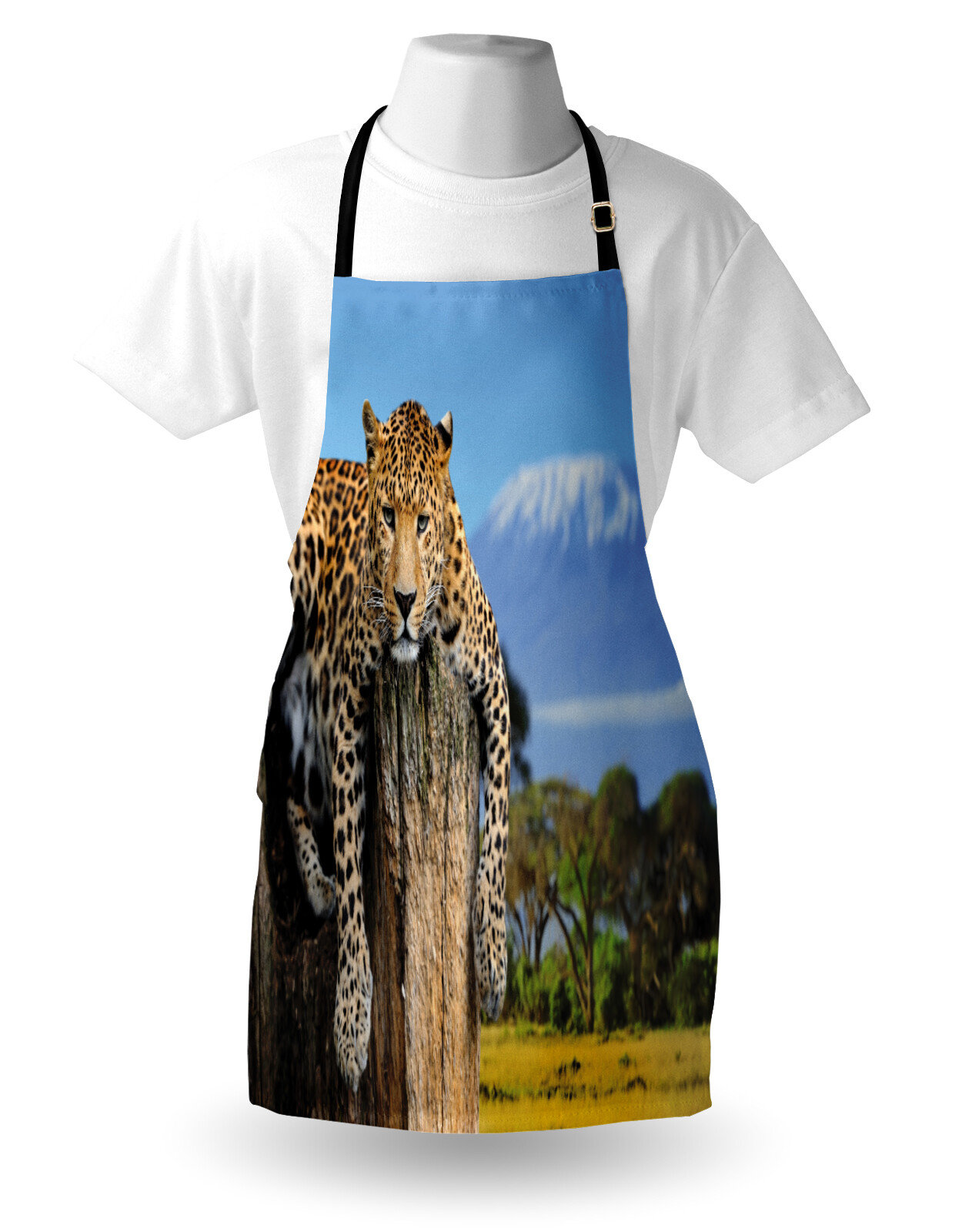 East Urban Home Wildlife Apron Unisex, Leopard on a Tree, Adult Size ...