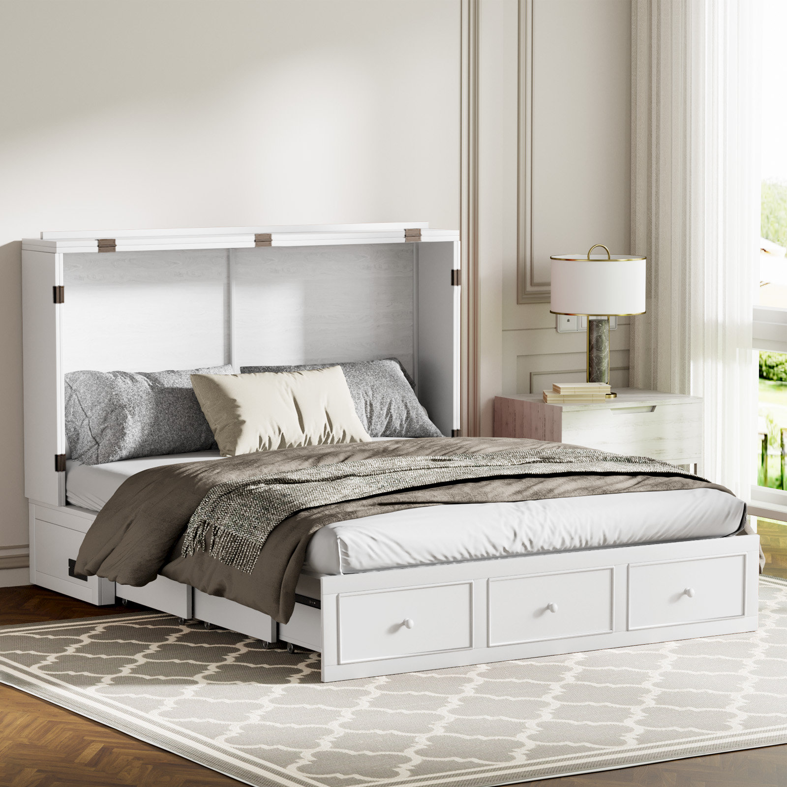 Wildon Home® Balus Murphy Bed Queen With Foldable Mattress,modern ...