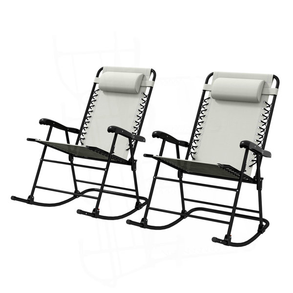 Latitude Run® Outsunny 2 Piece Outdoor Rocking Chair Set, Patio Folding ...