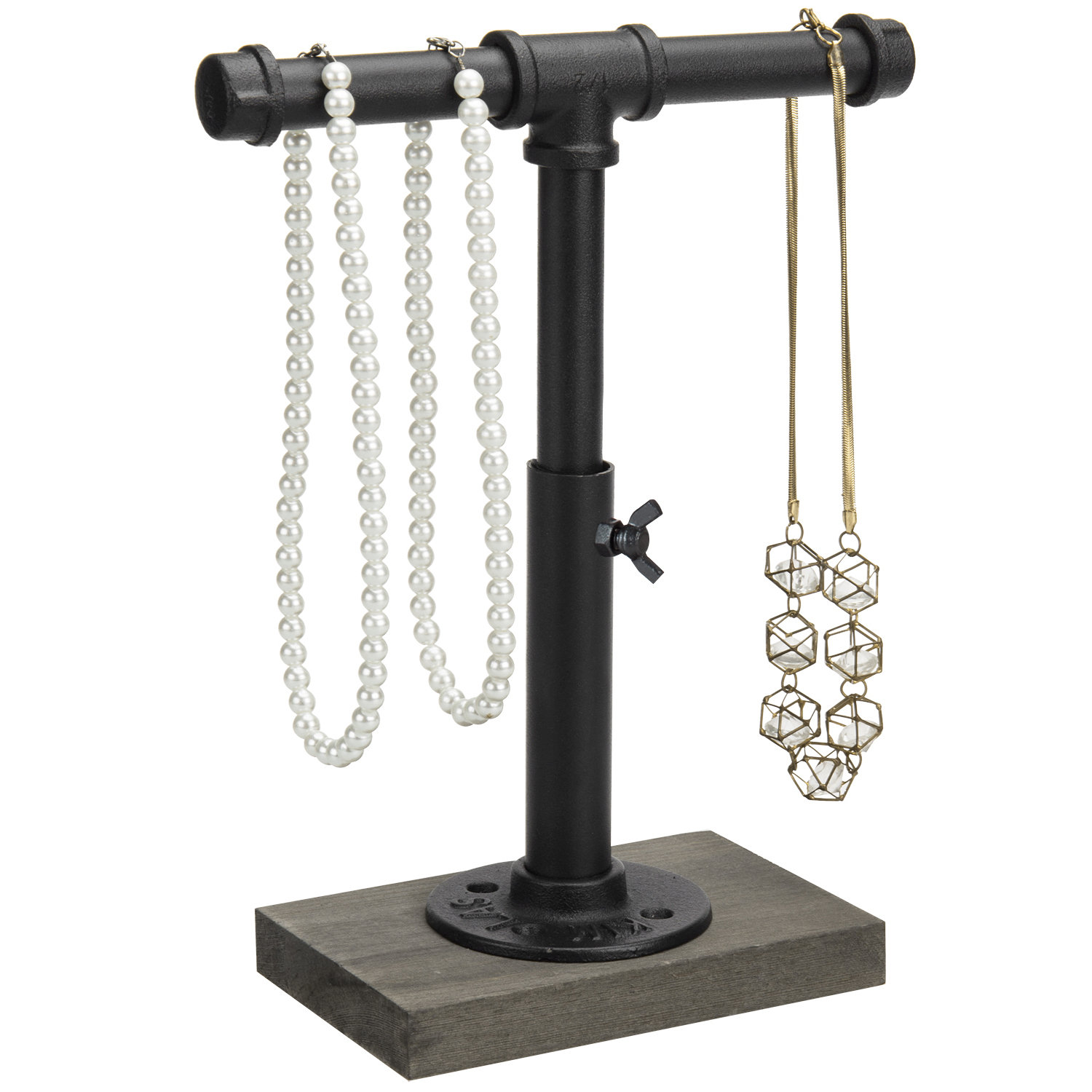 17 Stories Industrial T-Bar Adjustable Jewelry Stand | Wayfair