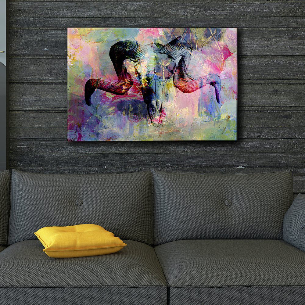 IDEA4WALL Carcass of a Ram Over Colorful Watercolor Paint Art Home ...