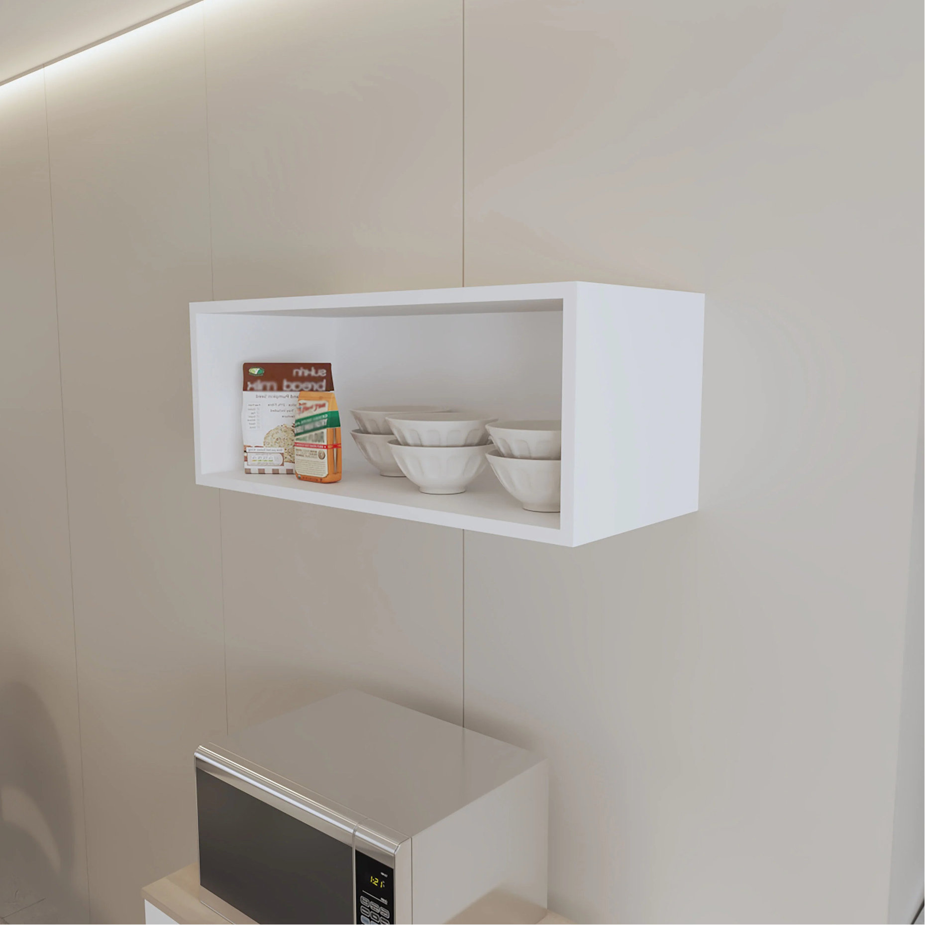 George Oliver White Open Storage Wall Cabinet For Kitchen With Coating ...