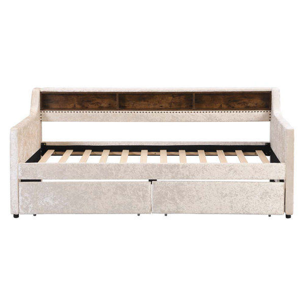 House of Hampton® Lit de jour simple en velours flocon de neige avec ...