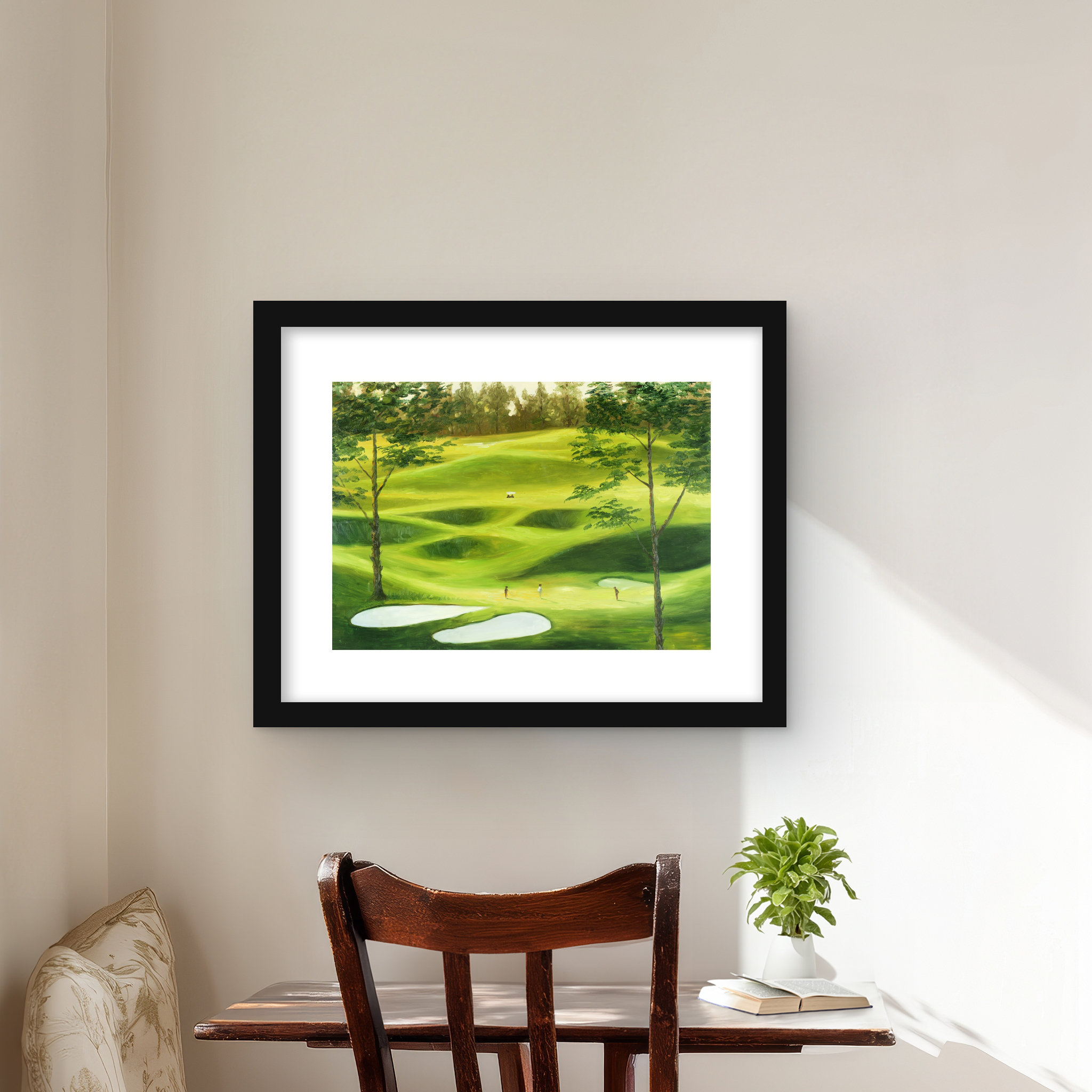 Lark Manor™ Big golf course - Livingroom Trees framed matted print ...