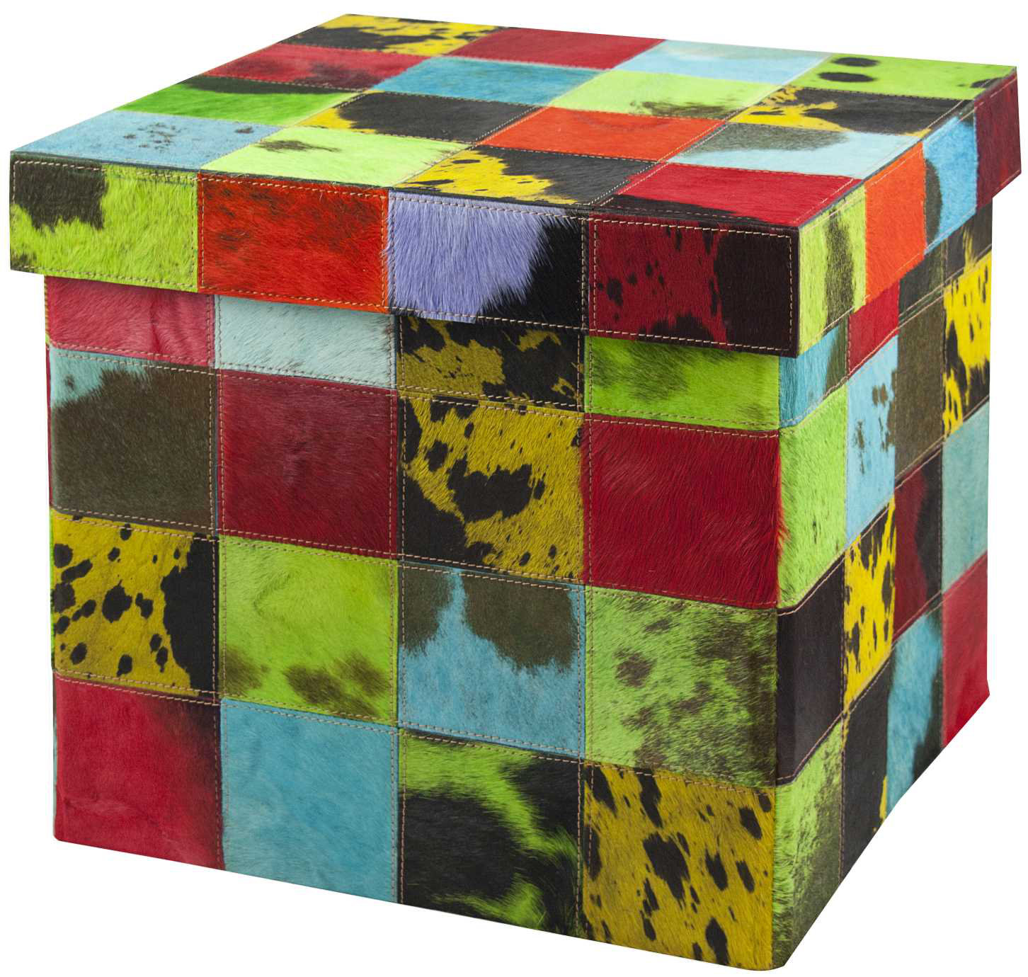Loon Peak® Dutson 16" Genuine Leather Geometric Storage Ottoman | Wayfair