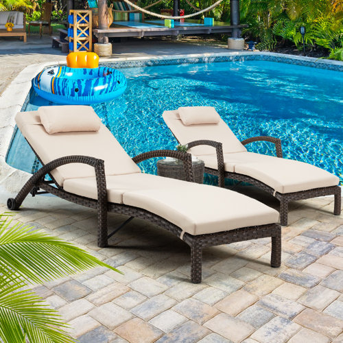 Double Patio Chaise Lounge Chairs | Wayfair